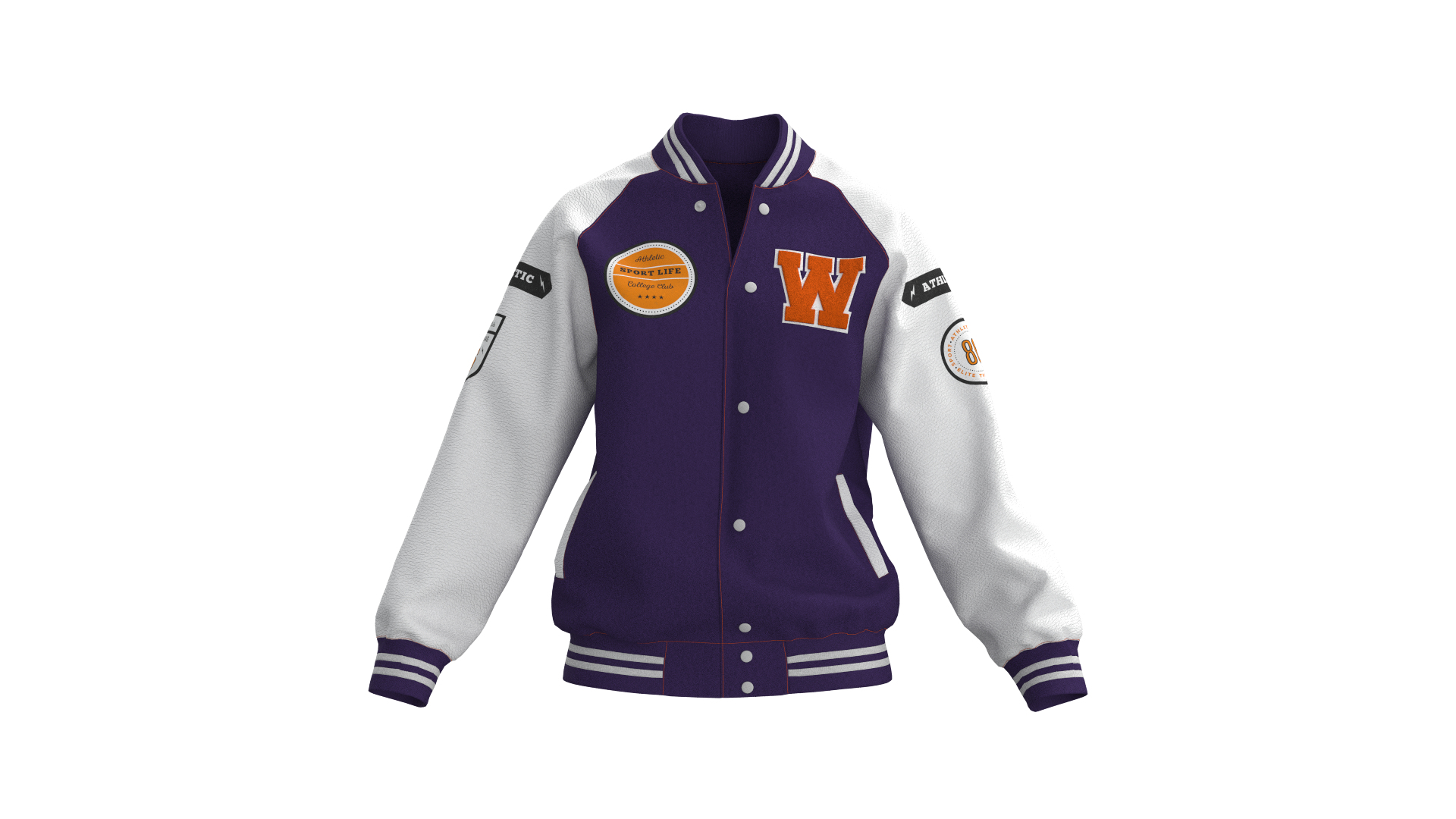 3D Male Raglan Varsity Jacket - TurboSquid 2152896