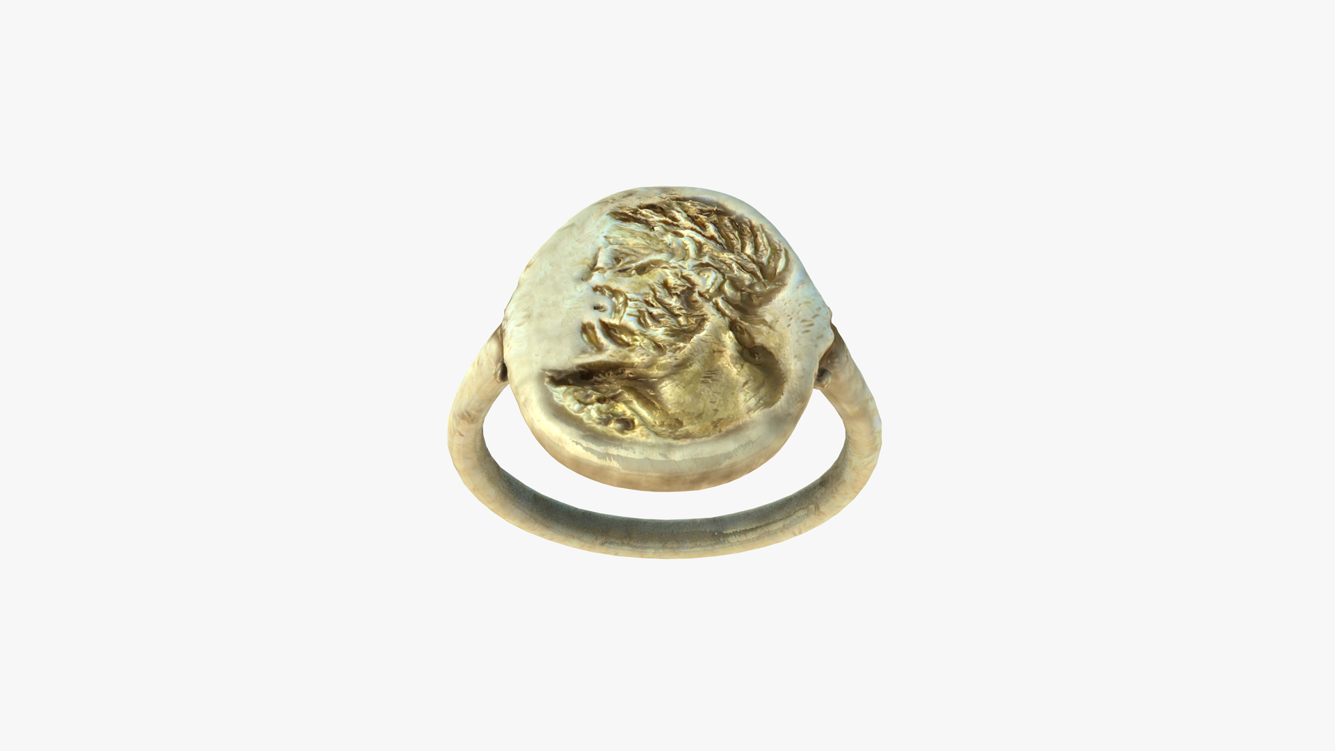 3D Roman Gold Ring With Head Of Jupiter - TurboSquid 2216799