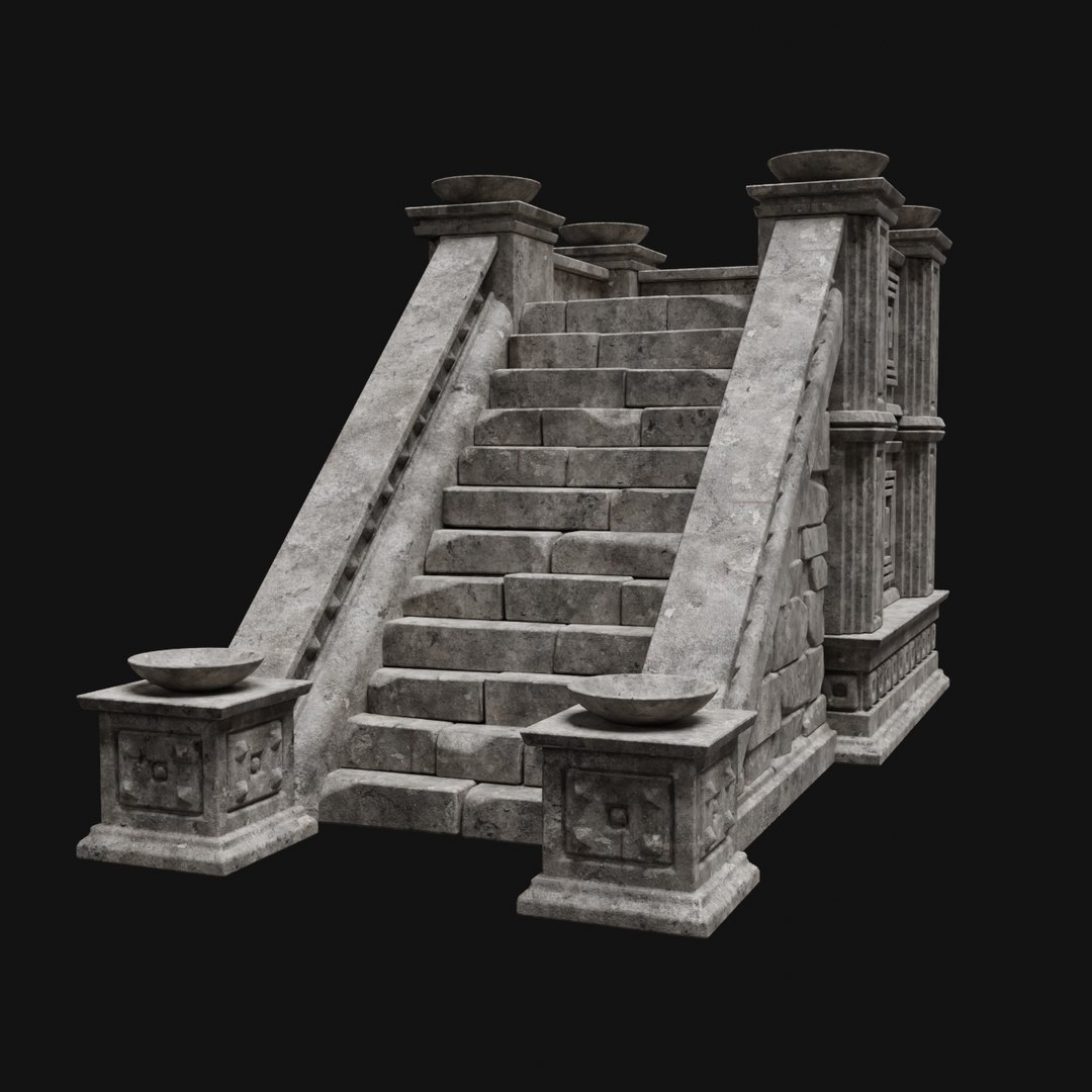 3D AZTEC MAYAN INKA MESOAMERICA STONE PLATFORM STAIRS COLLECTION ...