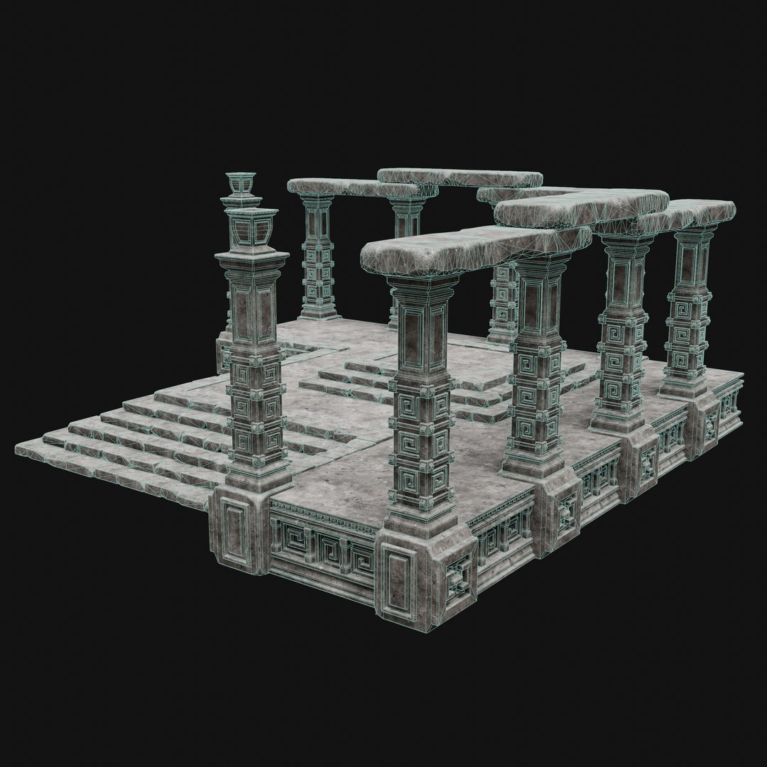 3D AZTEC MAYAN INKA MESOAMERICA STONE PLATFORM STAIRS COLLECTION ...