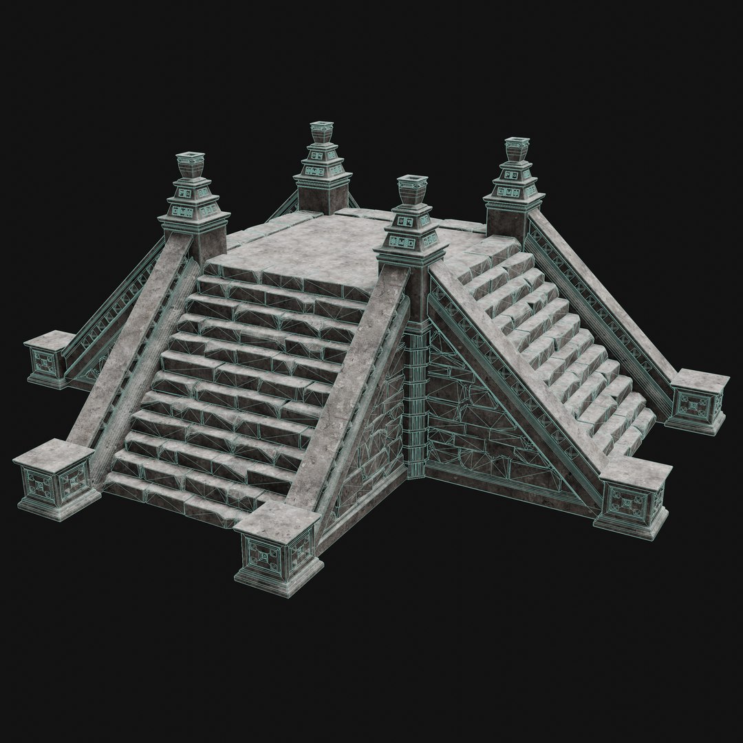 3D AZTEC MAYAN INKA MESOAMERICA STONE PLATFORM STAIRS COLLECTION ...