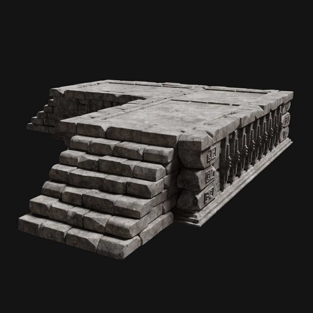 3D AZTEC MAYAN INKA MESOAMERICA STONE PLATFORM STAIRS COLLECTION ...