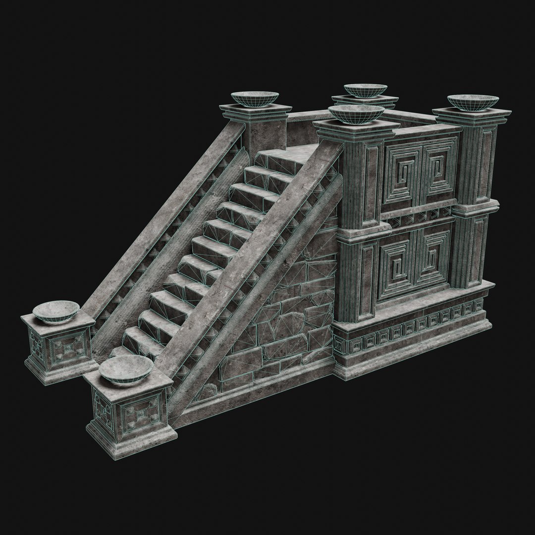 3D AZTEC MAYAN INKA MESOAMERICA STONE PLATFORM STAIRS COLLECTION ...