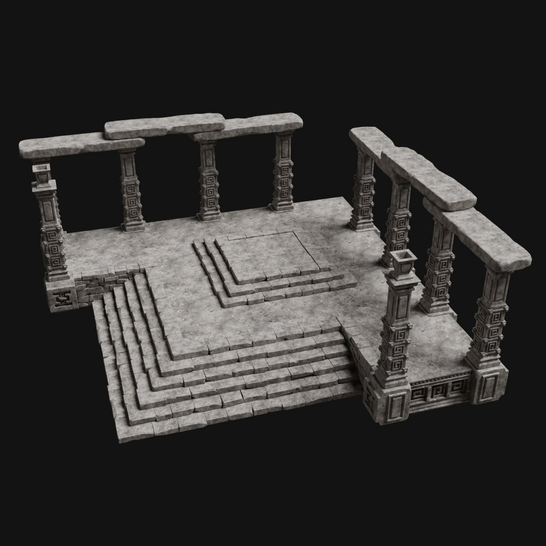 3D AZTEC MAYAN INKA MESOAMERICA STONE PLATFORM STAIRS COLLECTION ...