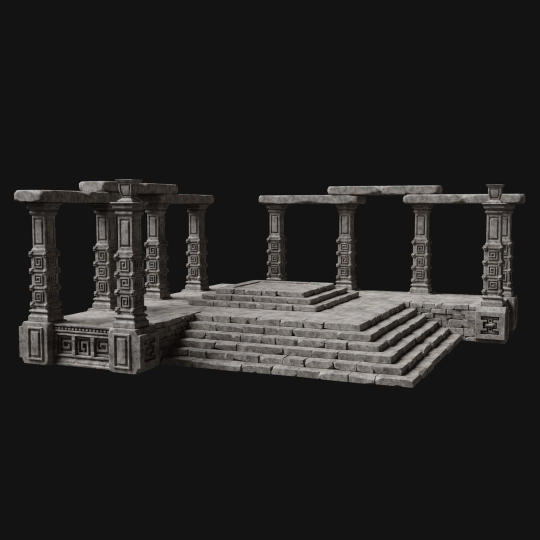 3D AZTEC MAYAN INKA MESOAMERICA STONE PLATFORM STAIRS COLLECTION ...