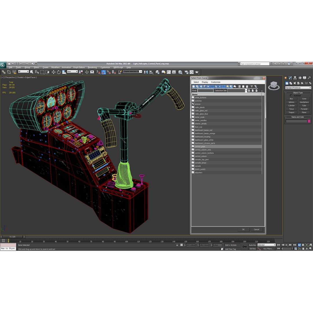 light helicopter control panel 3d model