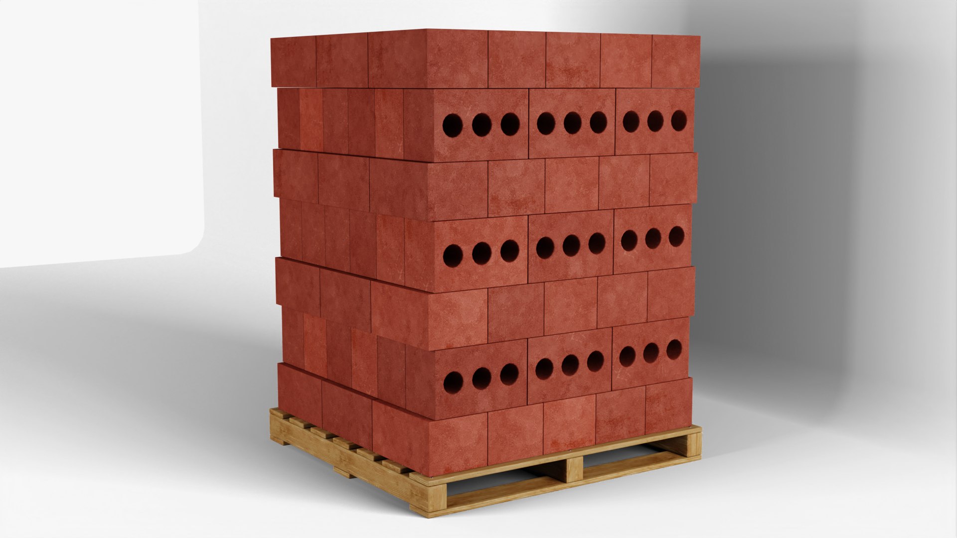 3D Model Wooden Pallet With Red Bricks 1 - TurboSquid 2079946