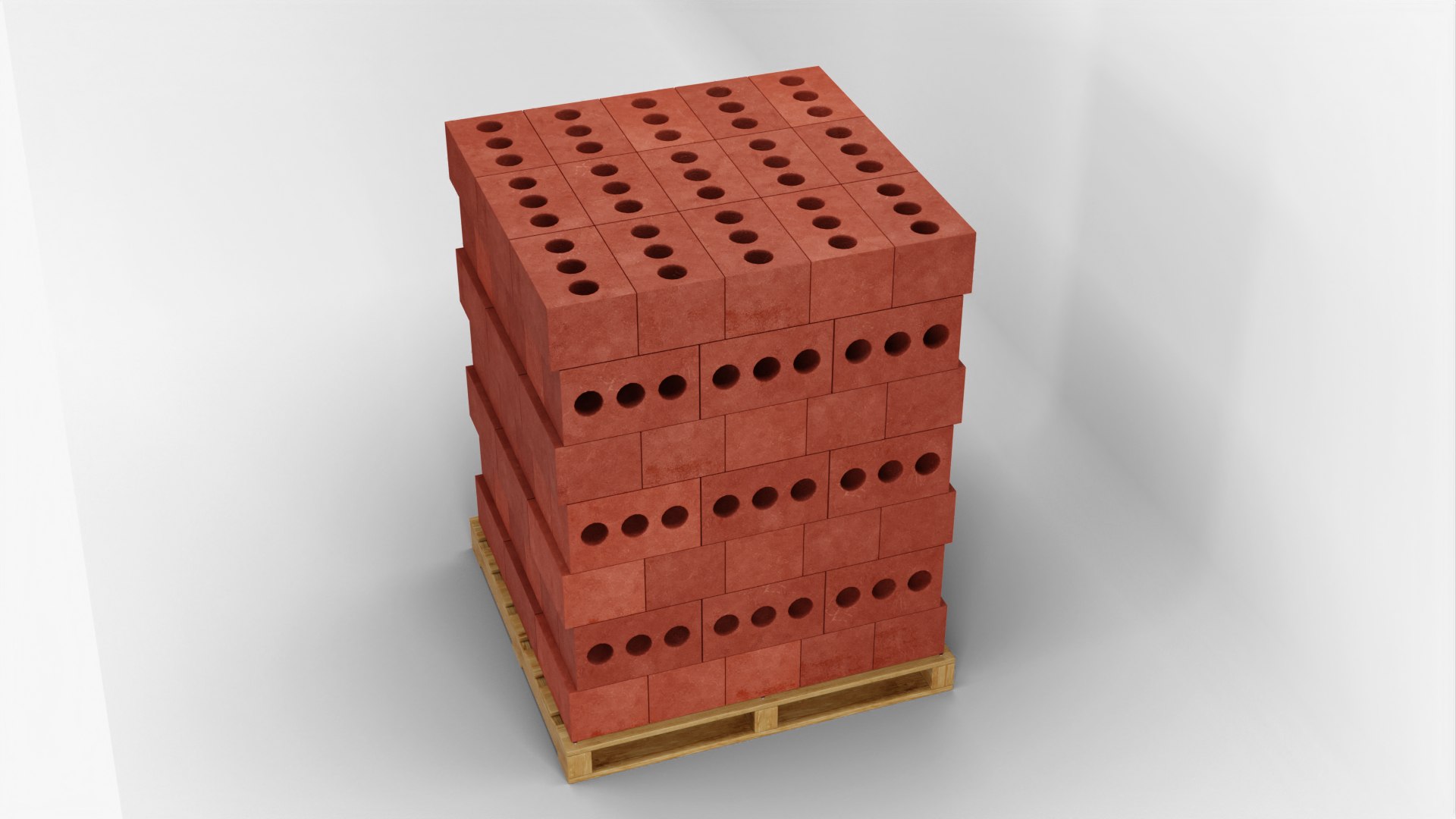 3D Model Wooden Pallet With Red Bricks 1 - TurboSquid 2079946