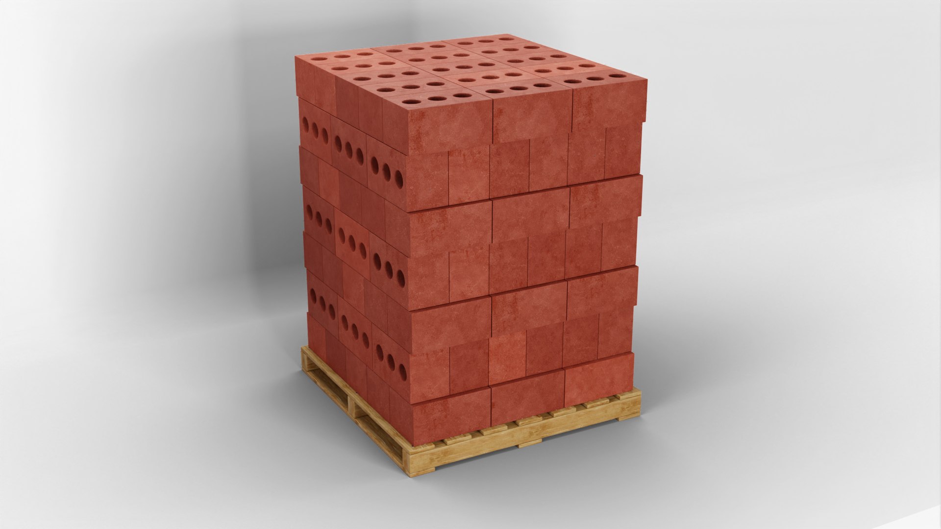 3D Model Wooden Pallet With Red Bricks 1 - TurboSquid 2079946