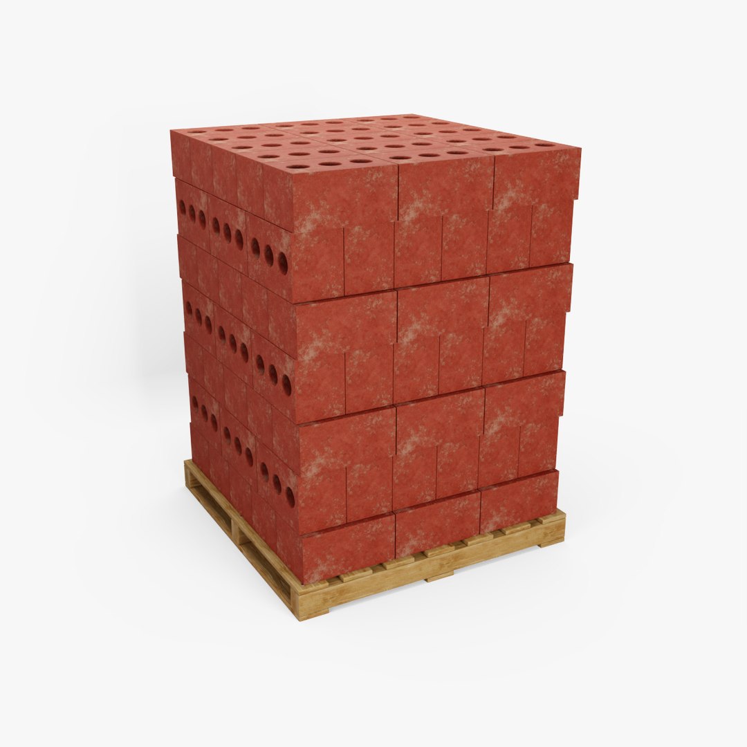 3D model Wooden Pallet with Red Bricks 1 - TurboSquid 2079946