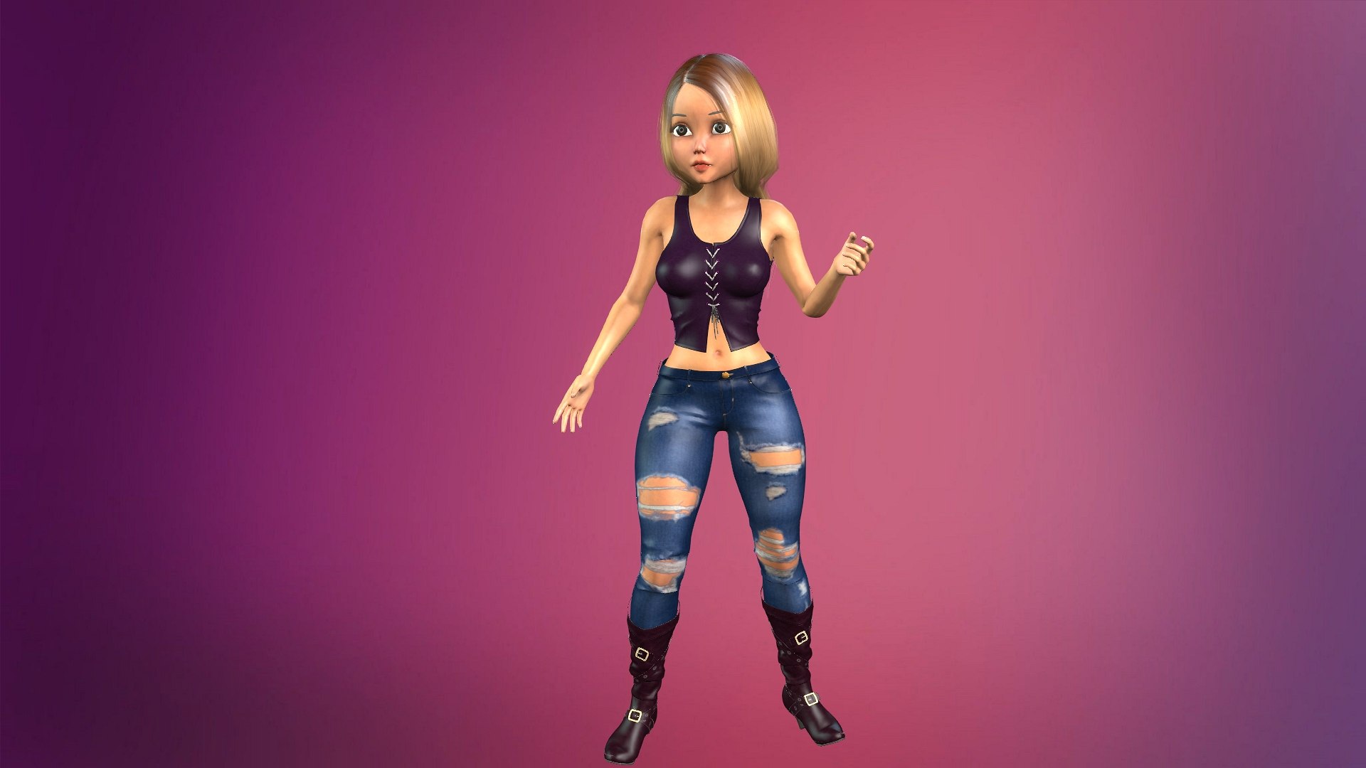 3d Girl Cartoon Rigged Body Sexy Model Turbosquid 1702312
