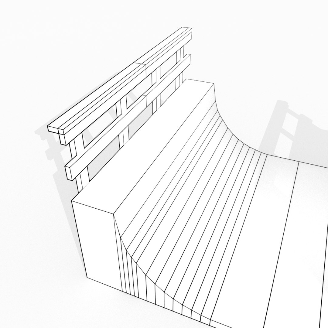 3d Simple Wooden Halfpipe