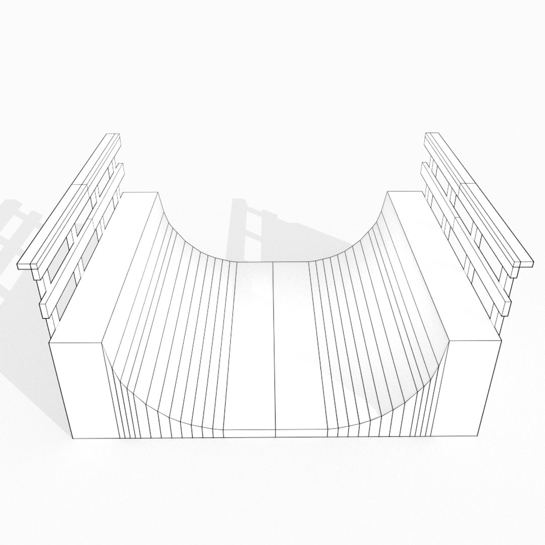 3d Simple Wooden Halfpipe
