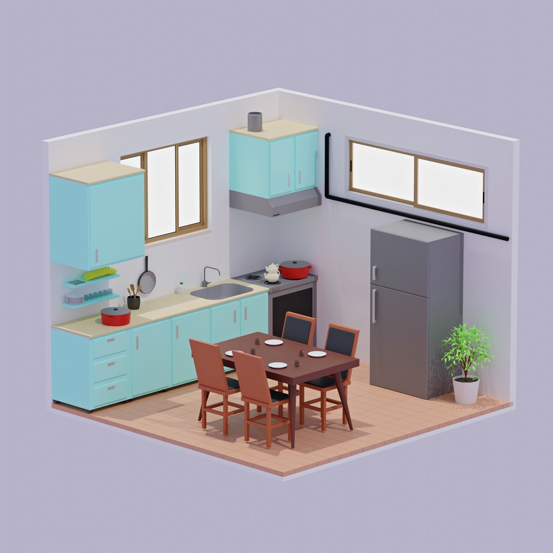 3D Isometric Kitchen model - TurboSquid 1869321