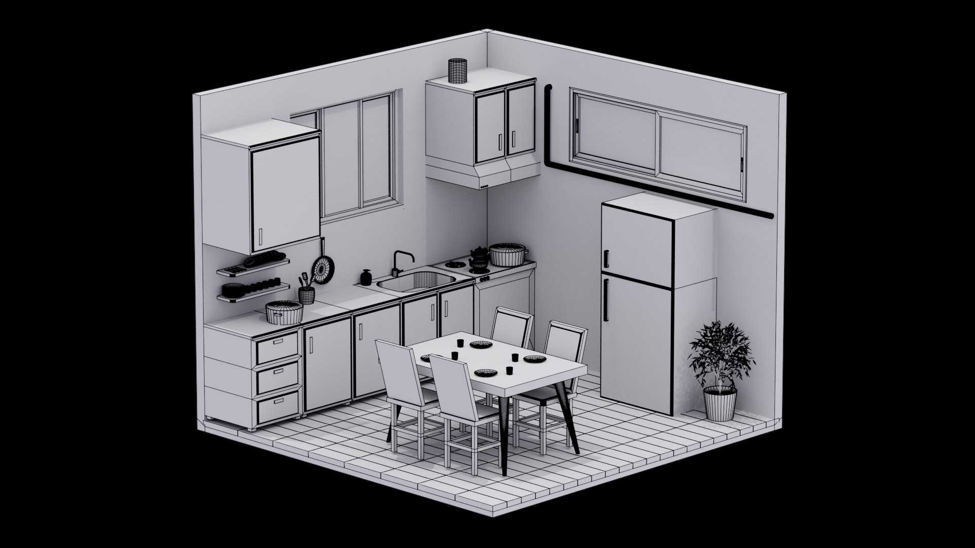3D Isometric Kitchen Model - TurboSquid 1869321