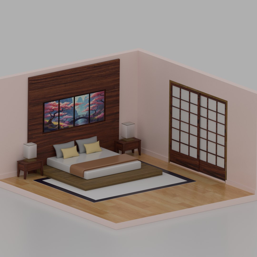 Japanese Style Isometric Room 3D Model - TurboSquid 2278731
