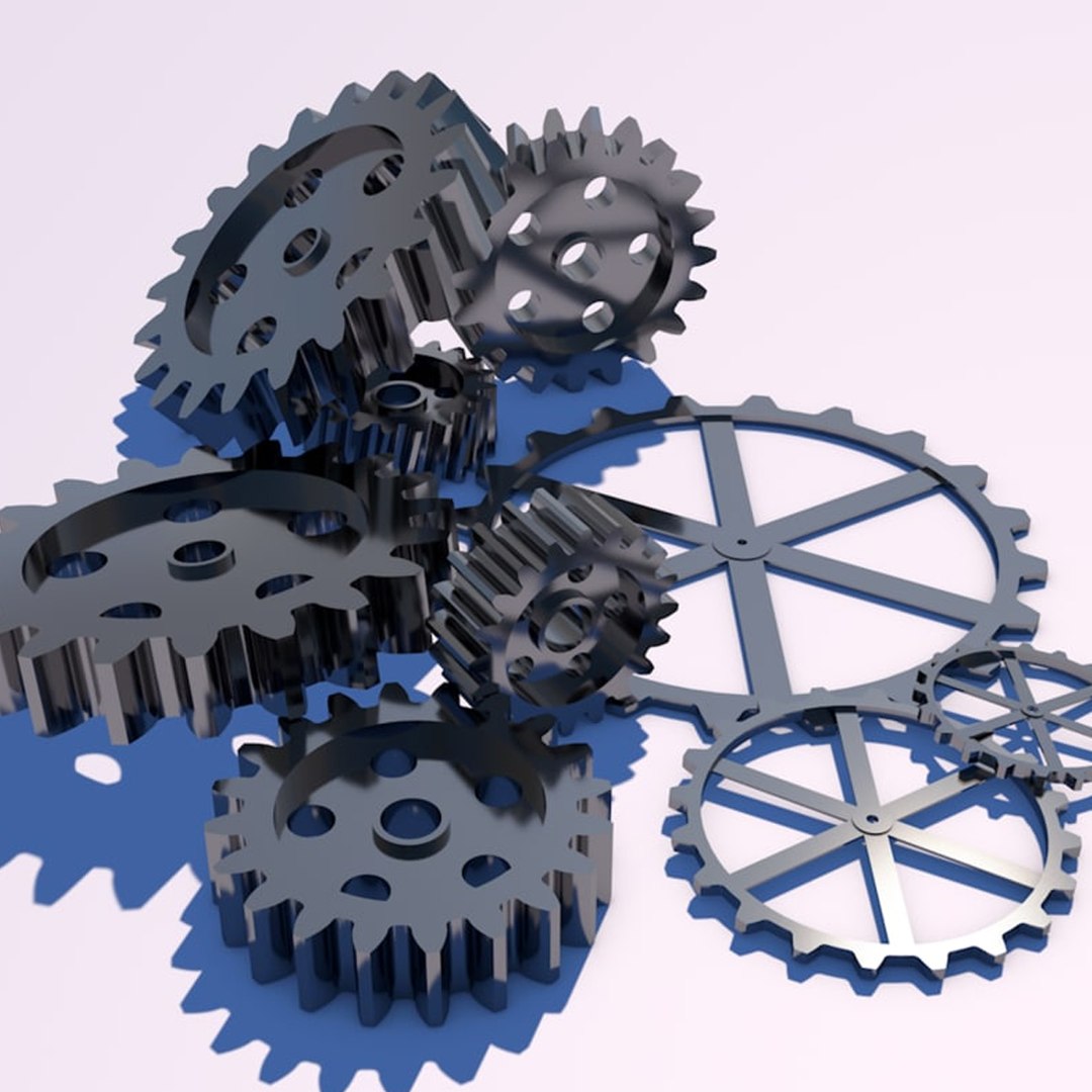 pack cogwheels 3d obj