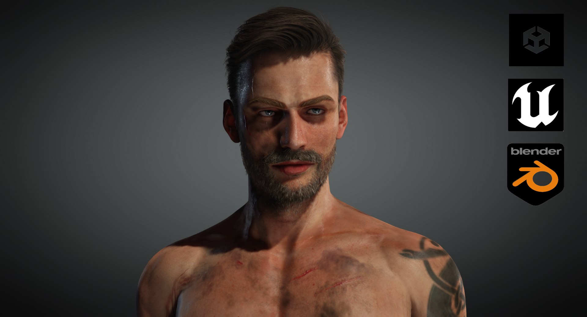 Realistic 3D Model Of A Man With Minor Injuries 3D - TurboSquid 2070135