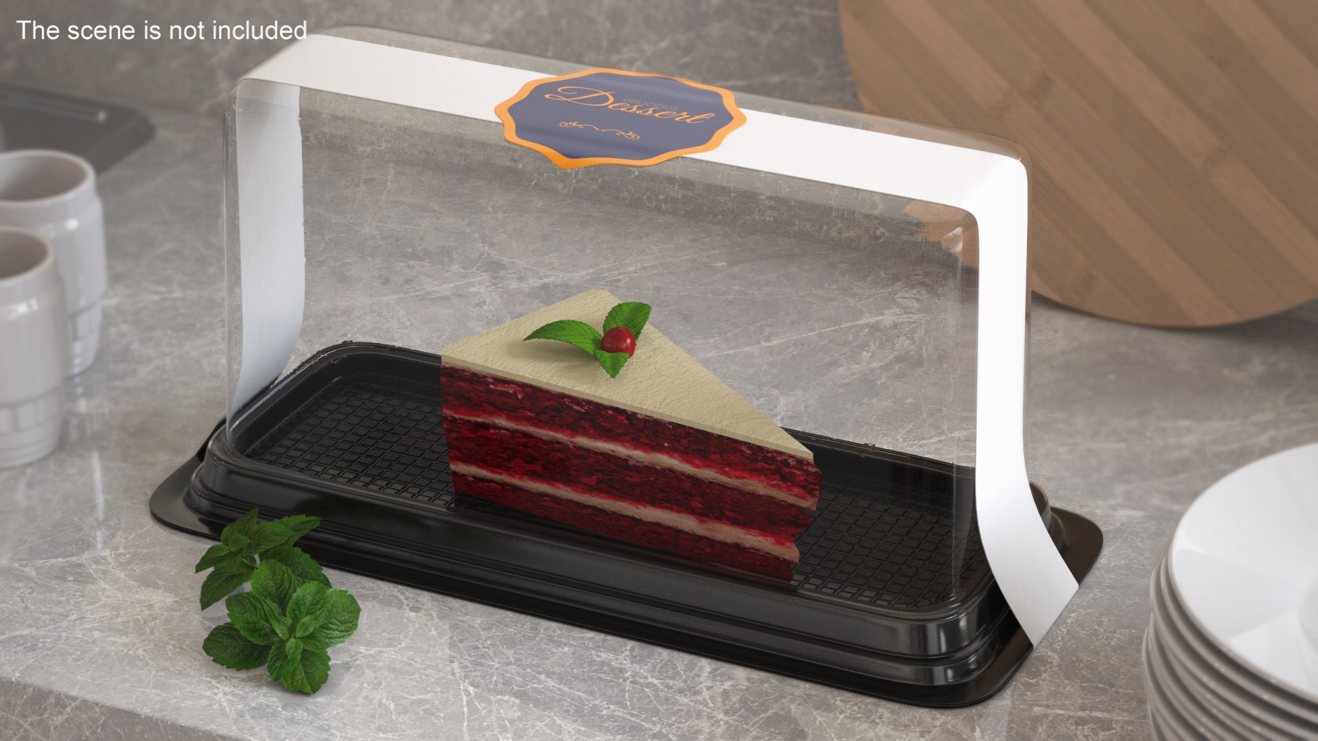 3D model Cake Slice Package Rectangular Black - TurboSquid 1985995