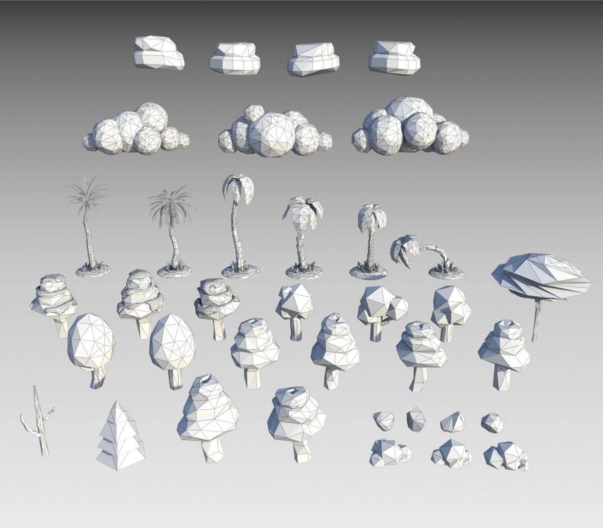 3d trees bushes model