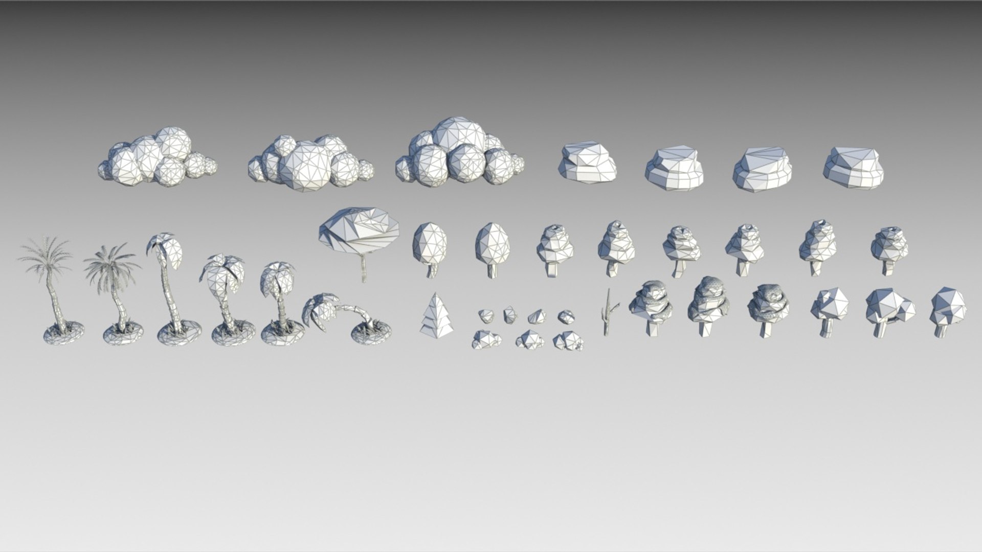 3d trees bushes model