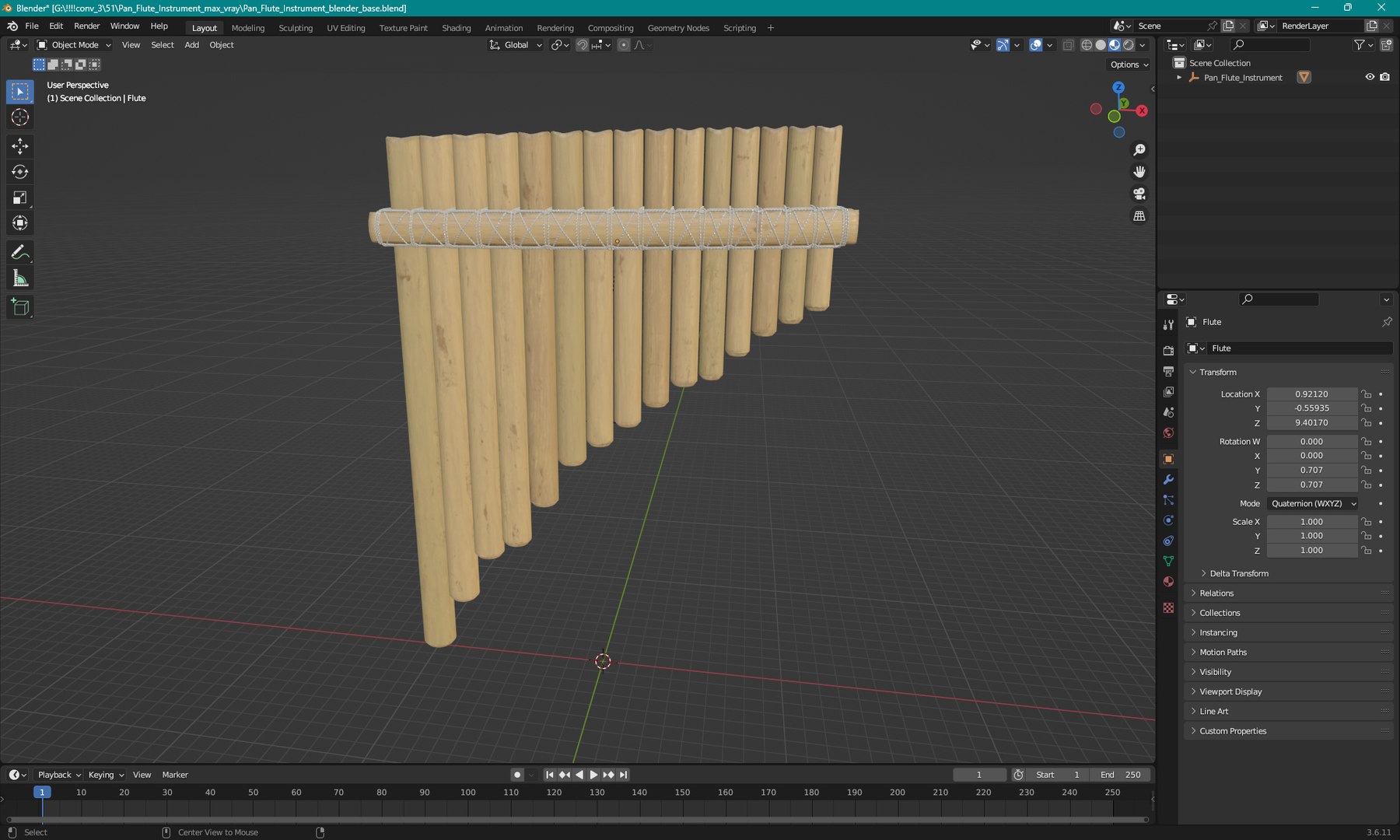 Pan Flute Instrument 3D Model - TurboSquid 2307282