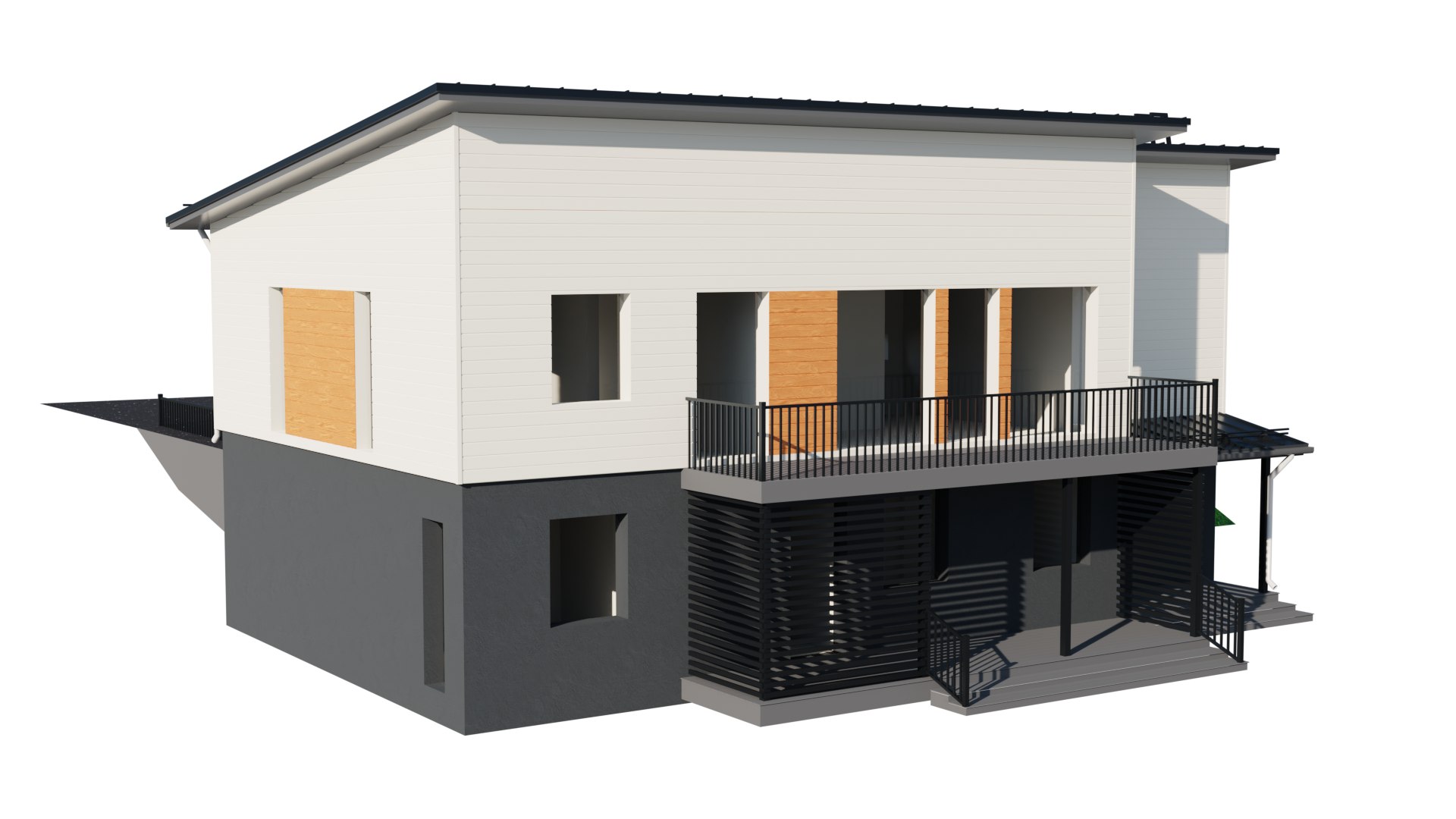 3D Modern Two-Story Low-Poly House - TurboSquid 1783728