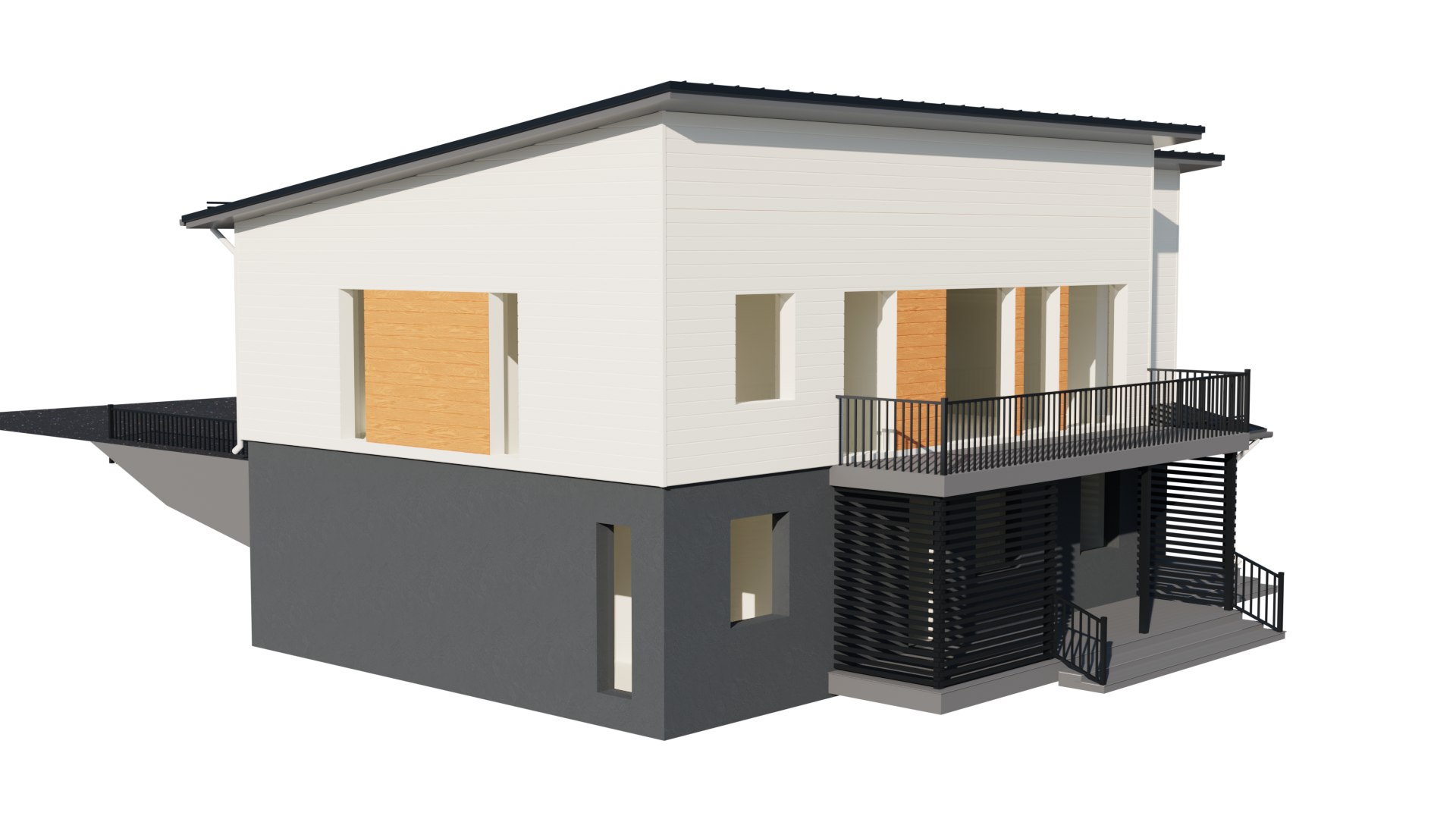 3D Modern Two-Story Low-Poly House - TurboSquid 1783728