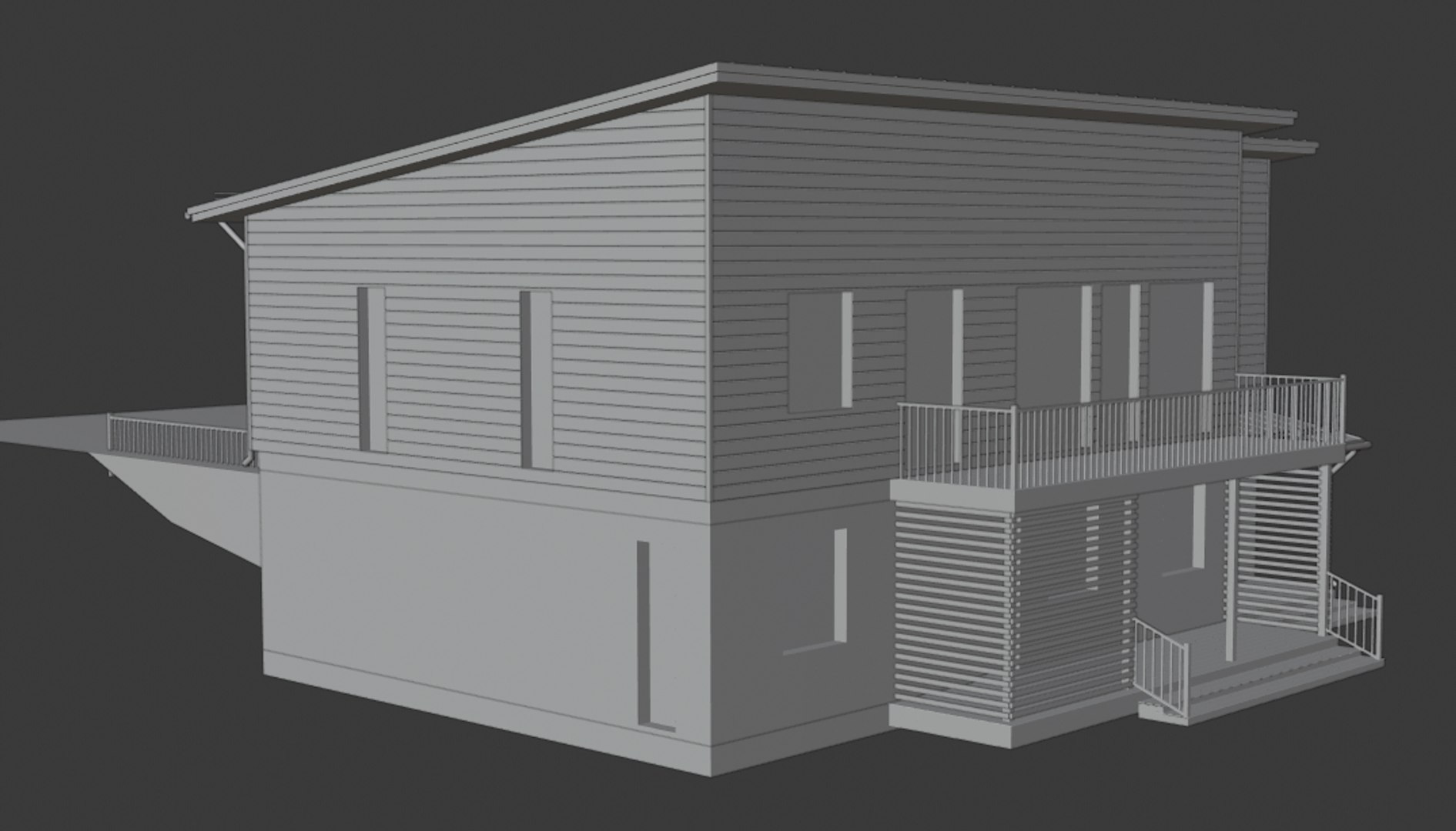 3D Modern Two-Story Low-Poly House - TurboSquid 1783728
