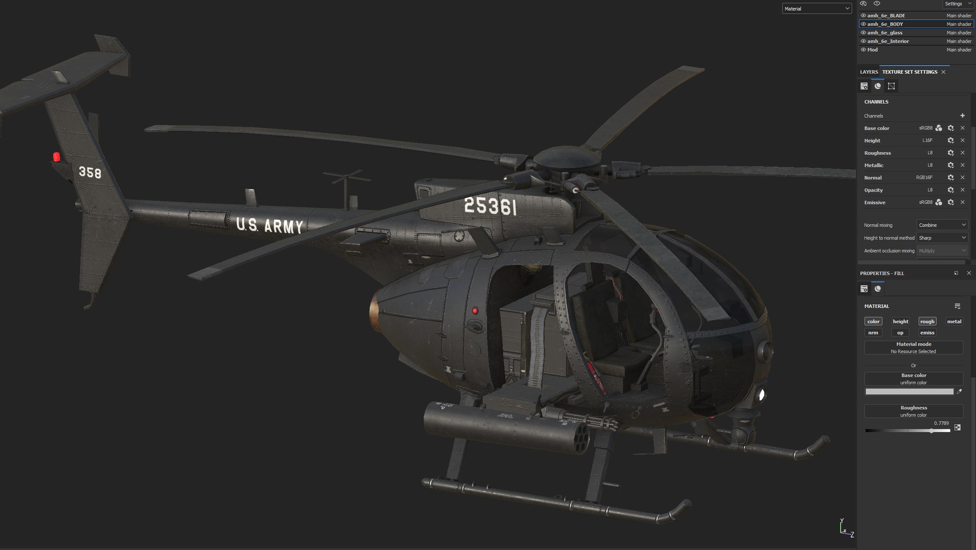 3d Helicopter Little Bird Mh-6