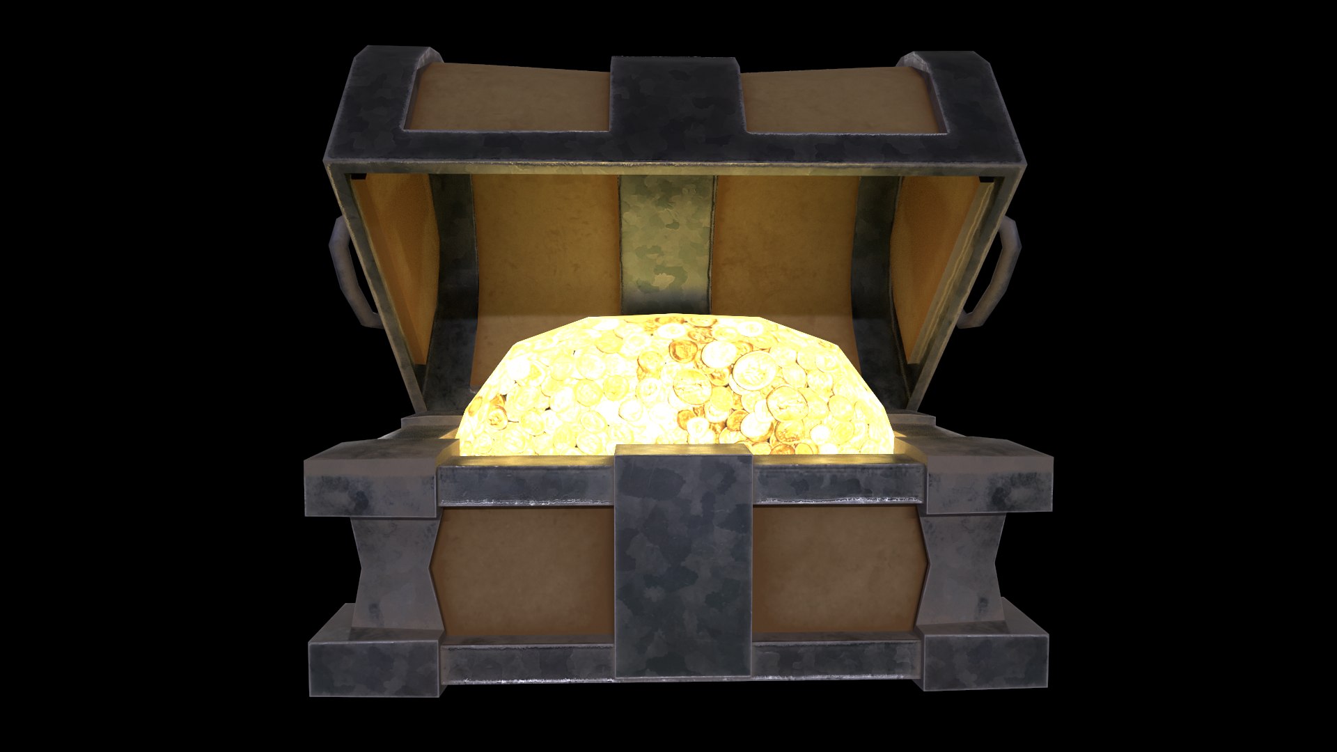 3D Model Stylized Chest And Gold Game Ready Low Poly PBR 3D Model ...