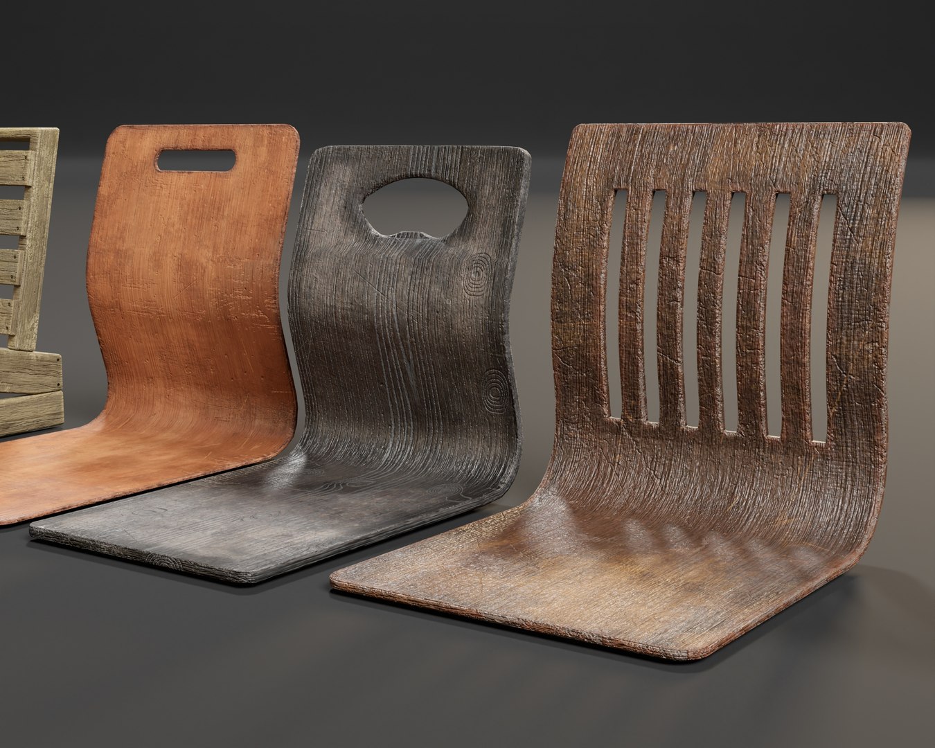 3D Japanese Dining Chair Set 2 - TurboSquid 2357497