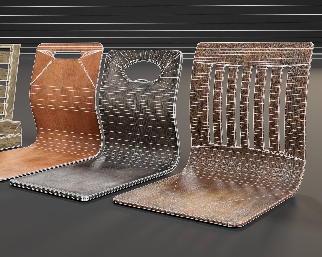3D Japanese Dining Chair Set 2 - TurboSquid 2357497
