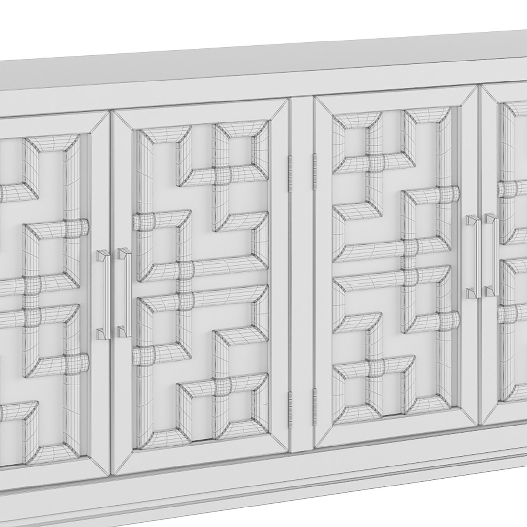 3D Model Eliza Reclaimed Wood Mirrored Buffet - TurboSquid 2070858