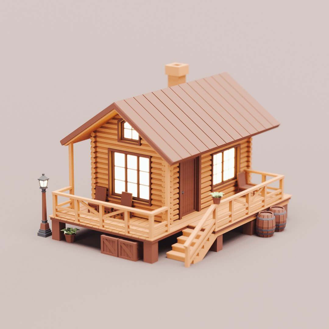 Low Poly Cabin 01 Model - TurboSquid 2285098