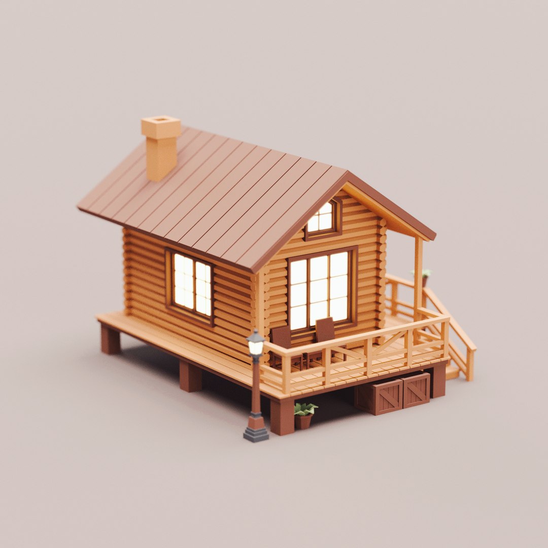 Low Poly Cabin 01 Model - TurboSquid 2285098