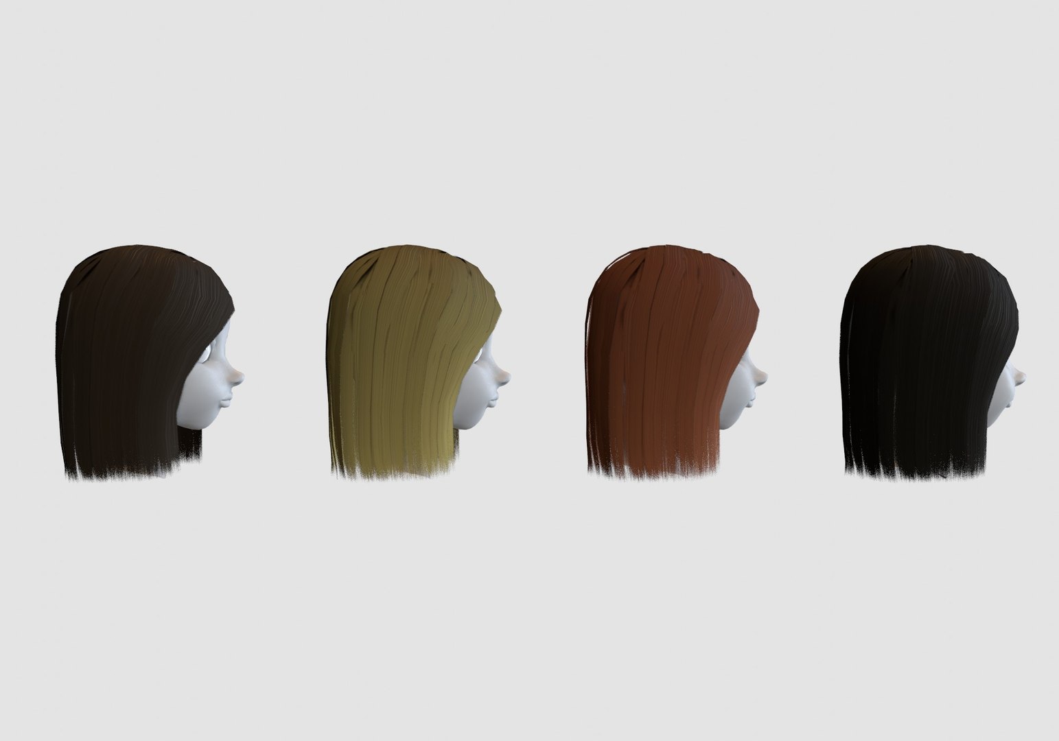 Hairstyle In 4 Colors 3D Model - TurboSquid 1899599