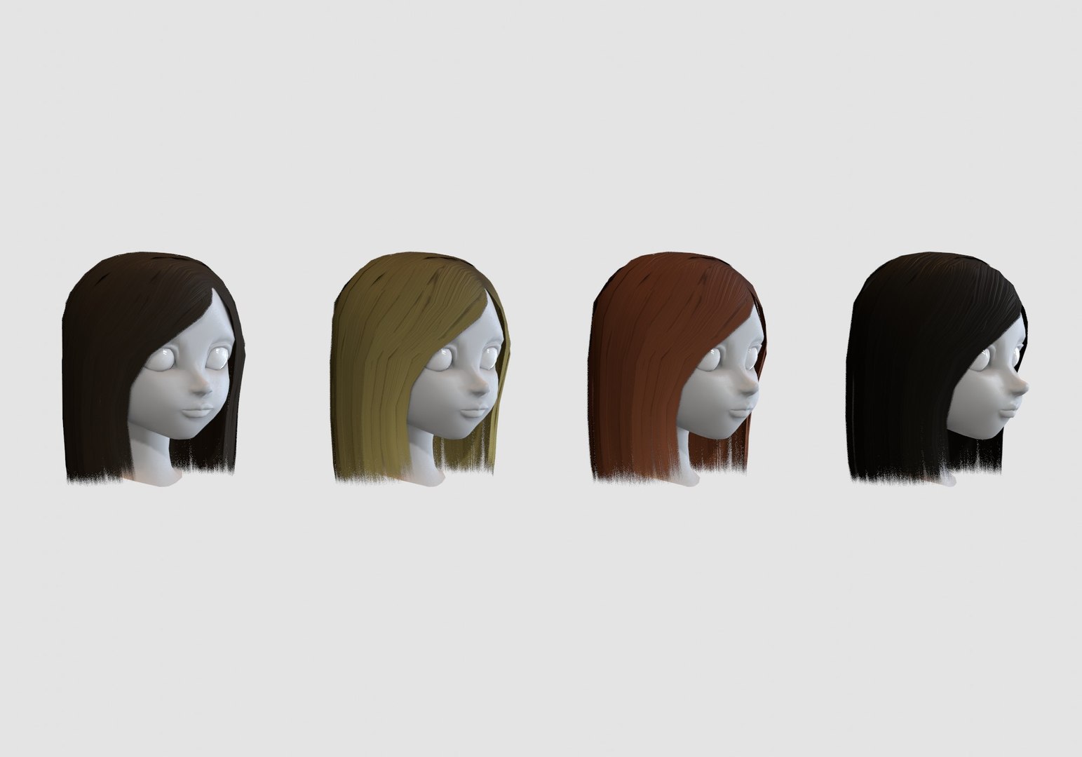 Hairstyle In 4 Colors 3D Model - TurboSquid 1899599