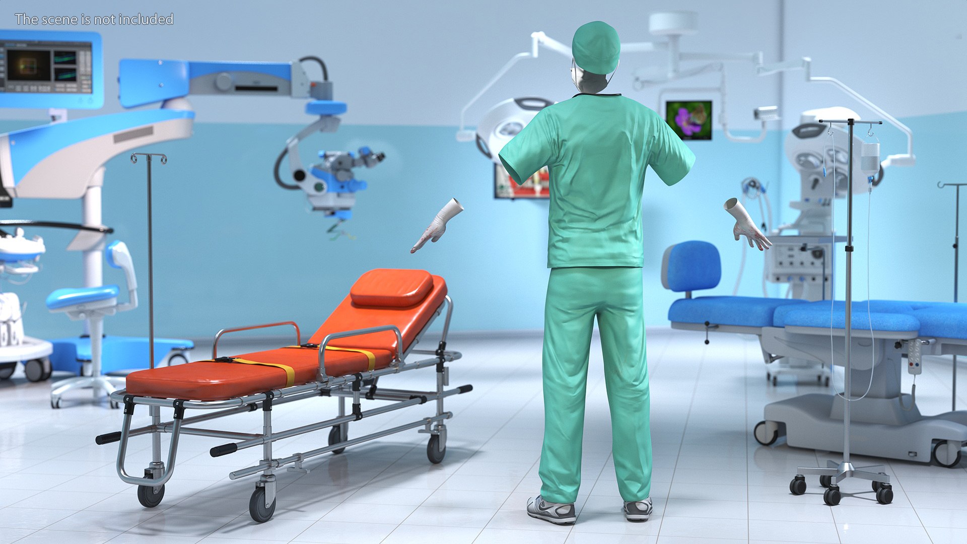 Blue Emergency Surgeon Costume Scrubs Blood Stained 3D Model ...