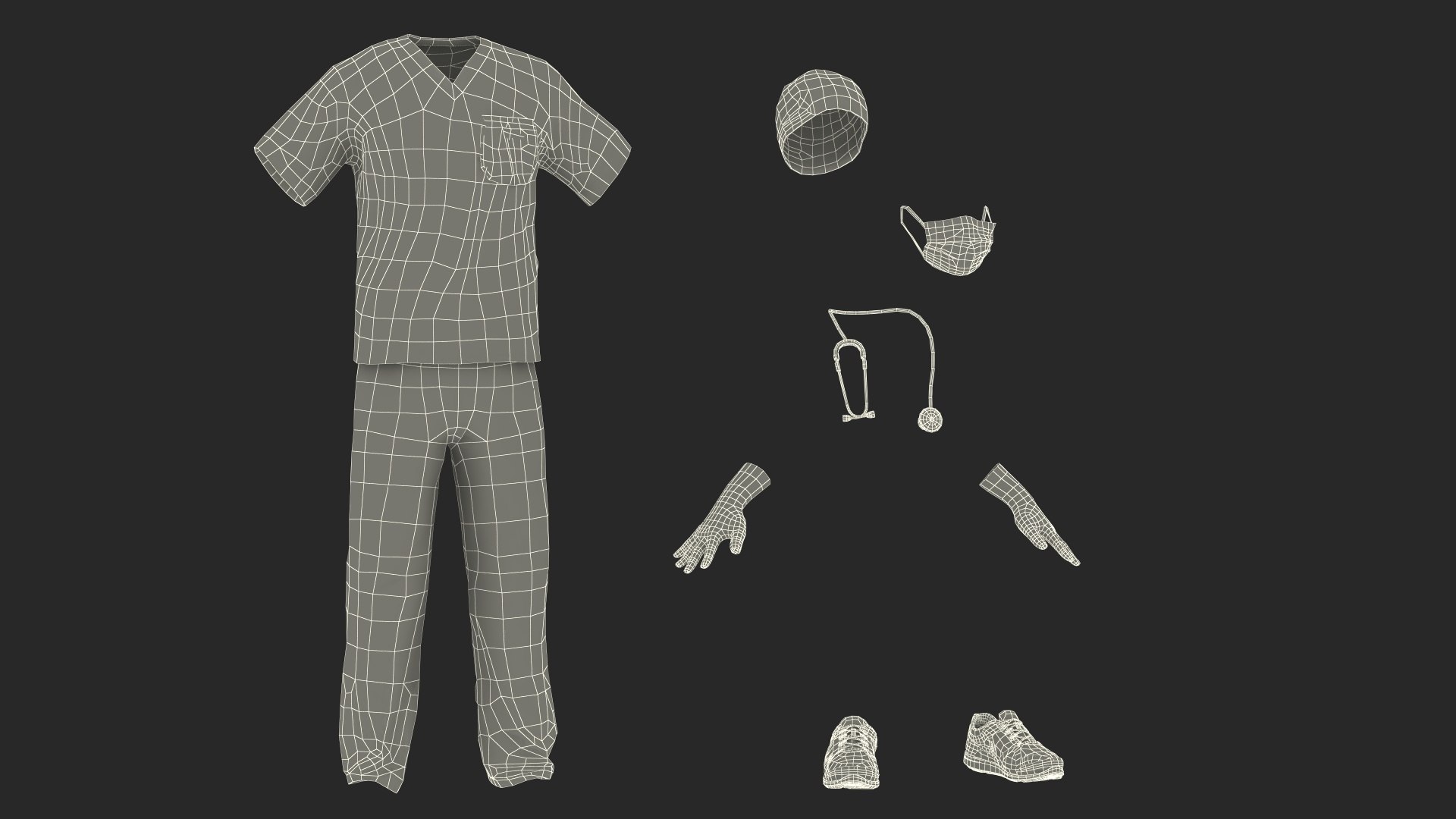 Blue Emergency Surgeon Costume Scrubs Blood Stained 3D model ...