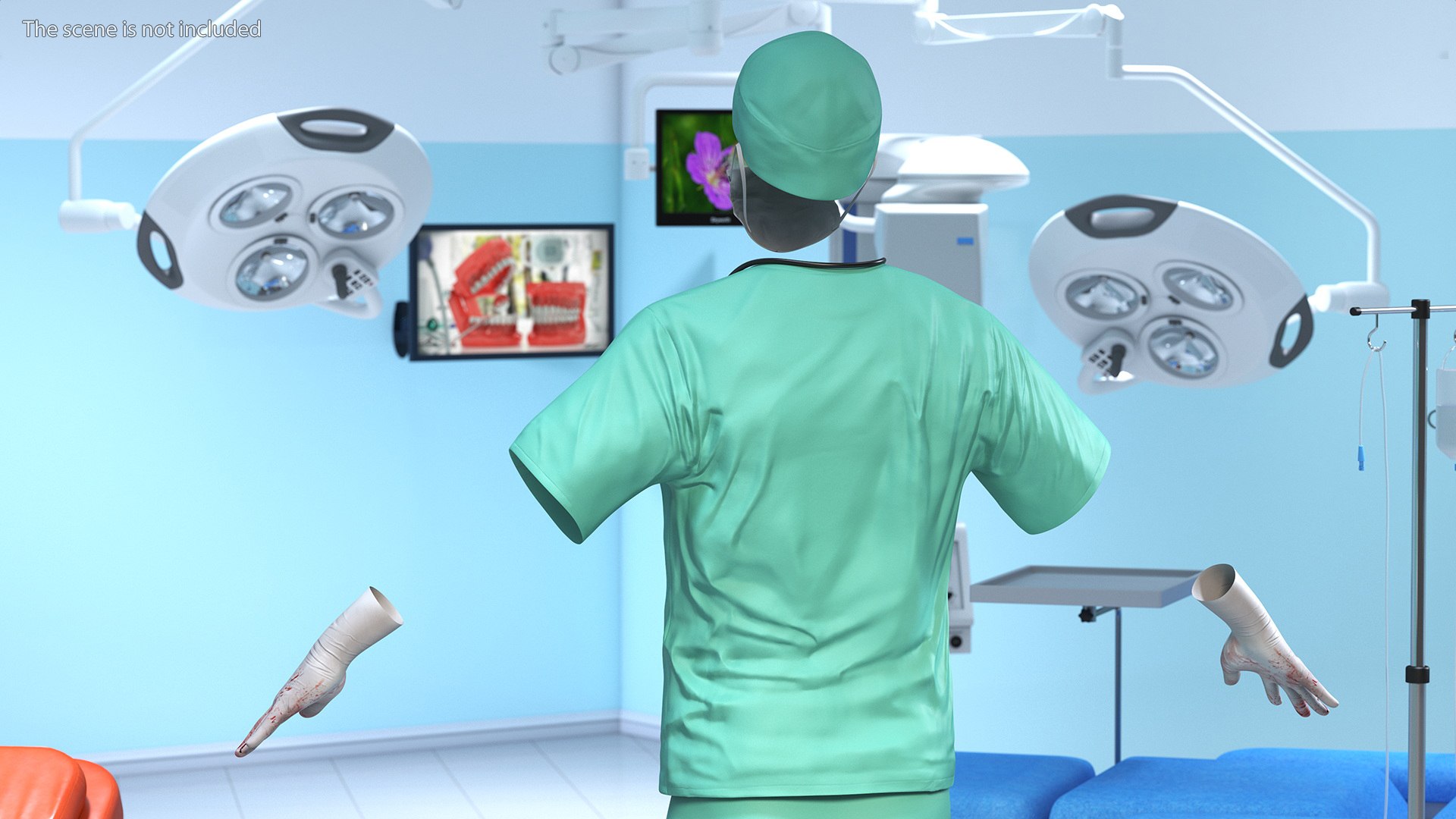 Blue Emergency Surgeon Costume Scrubs Blood Stained 3D Model ...