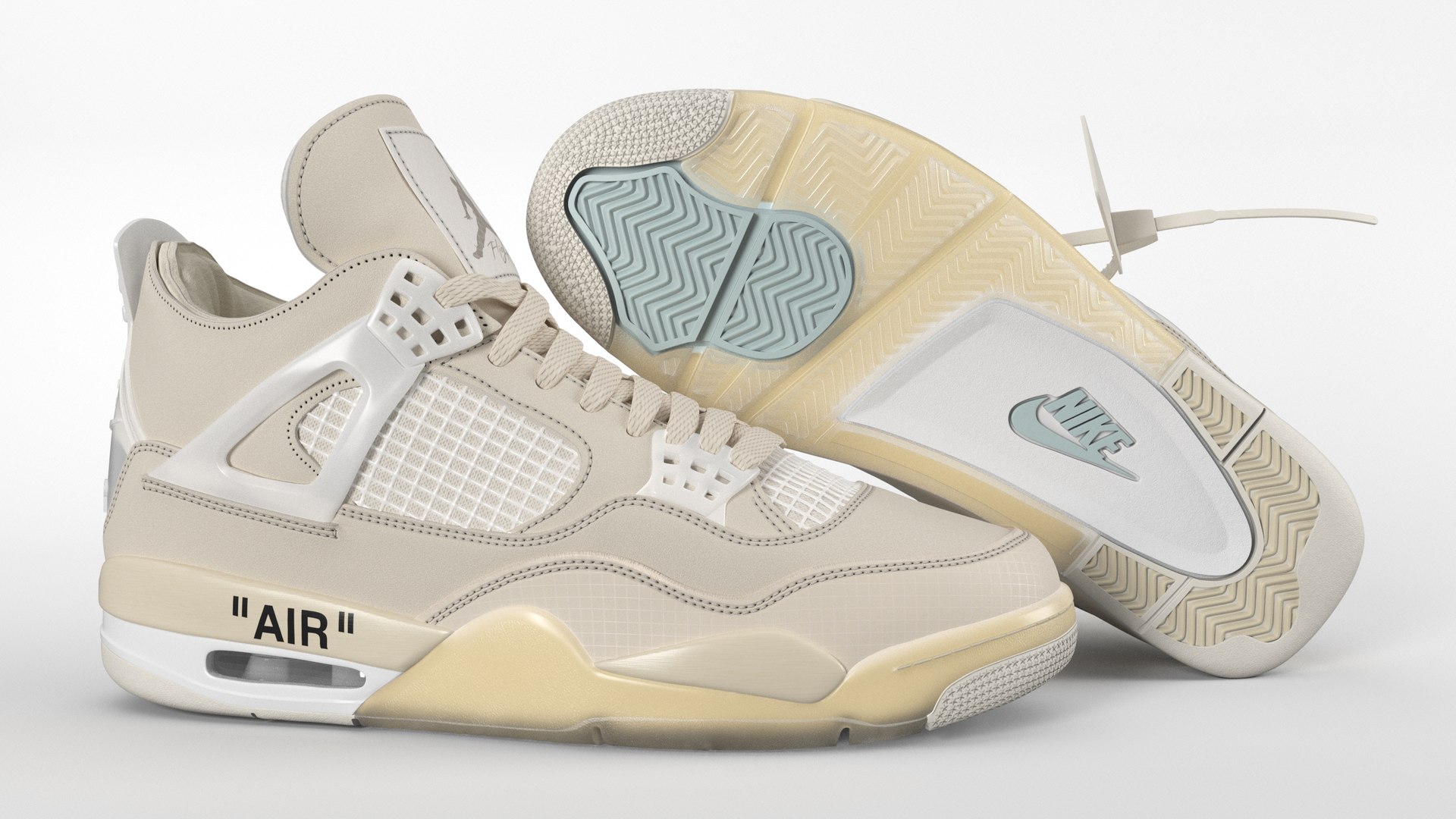 3D Jordan 4 Retro Off White Sail PBR Model - TurboSquid 2121749