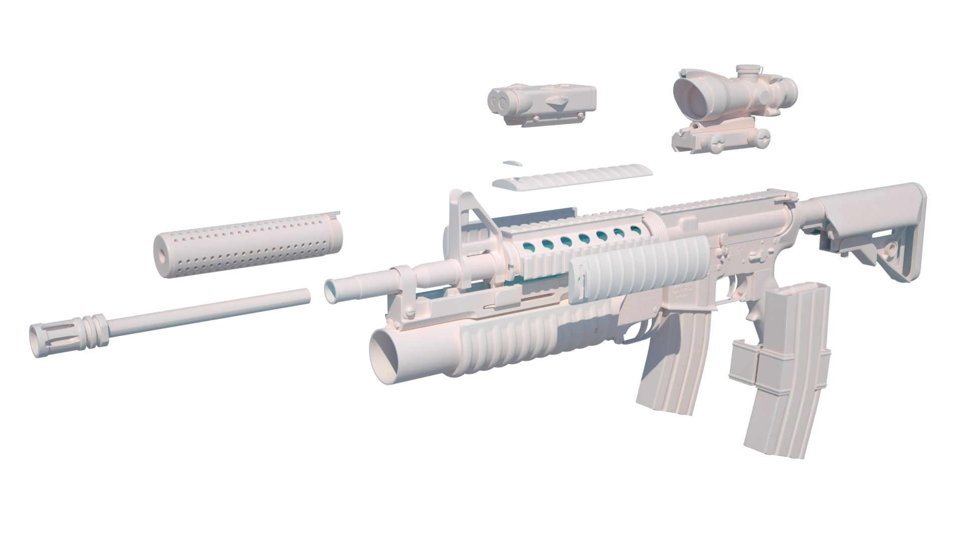 Assault Rifle Modded Colt 3d Obj
