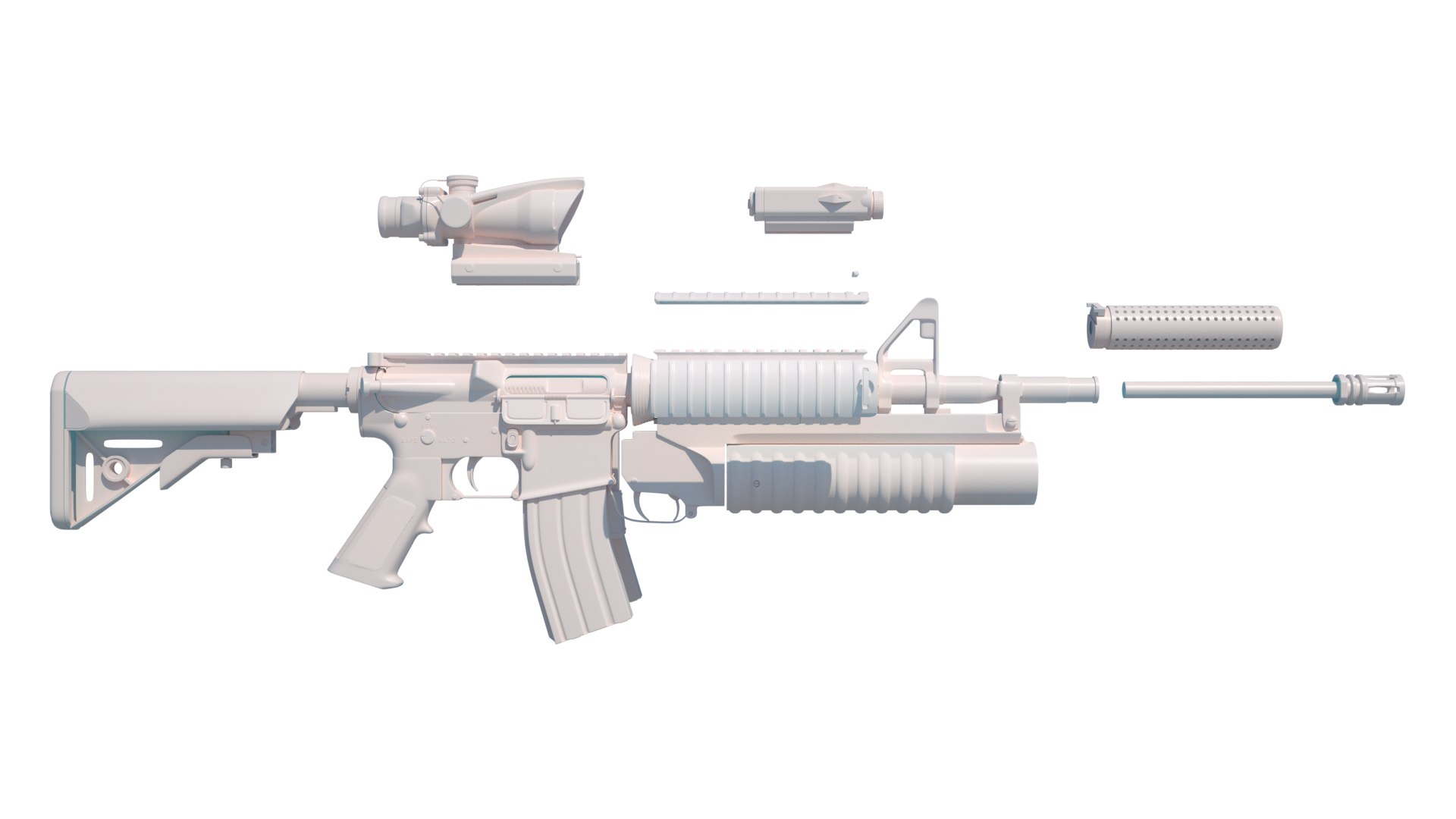 Assault Rifle Modded Colt 3d Obj