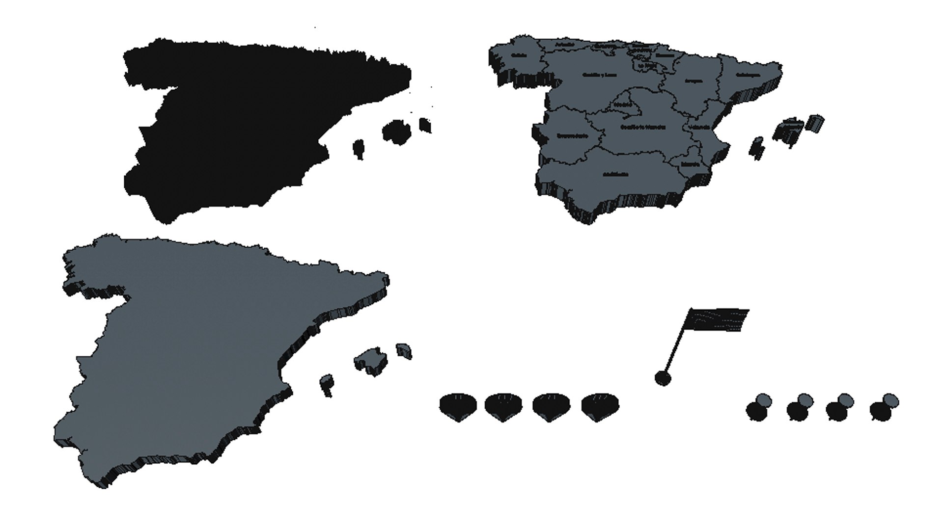 3D Spain Map Pack Model - TurboSquid 2095107
