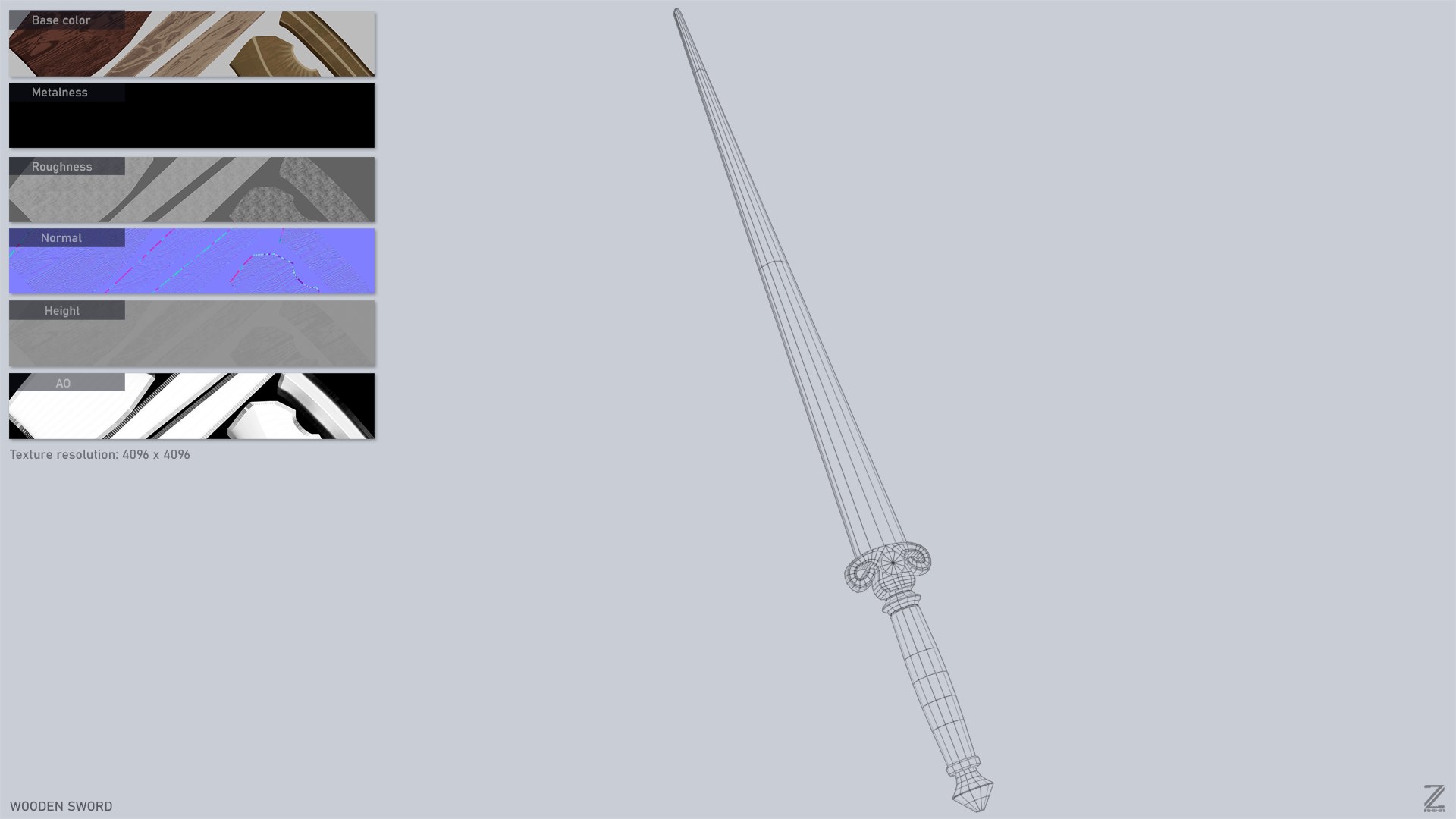 3D Wooden Sword - TurboSquid 2221033