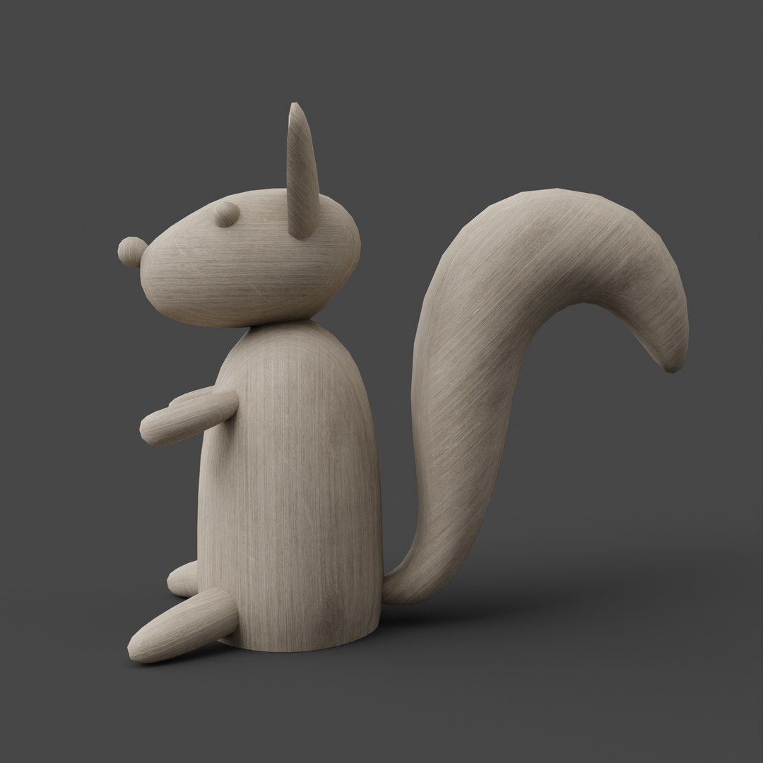 Wooden Squirrel Toy with Three Various Textures Set 3D model ...