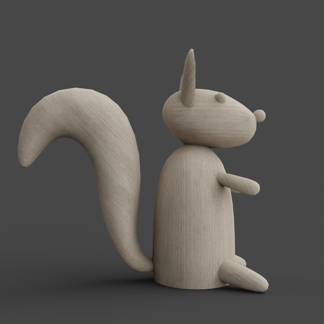 Wooden Squirrel Toy with Three Various Textures Set 3D model ...