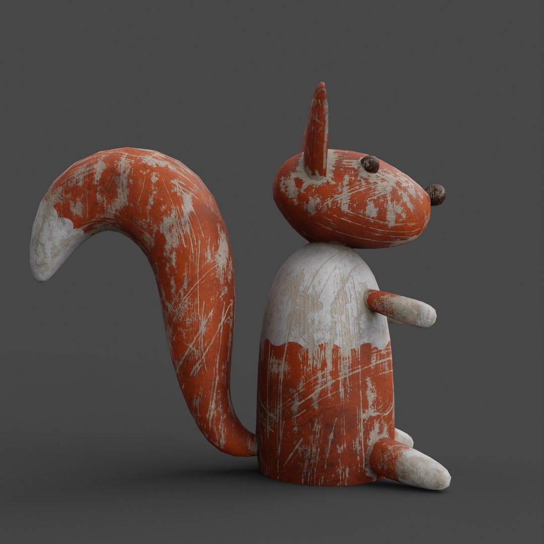 Wooden Squirrel Toy with Three Various Textures Set 3D model ...