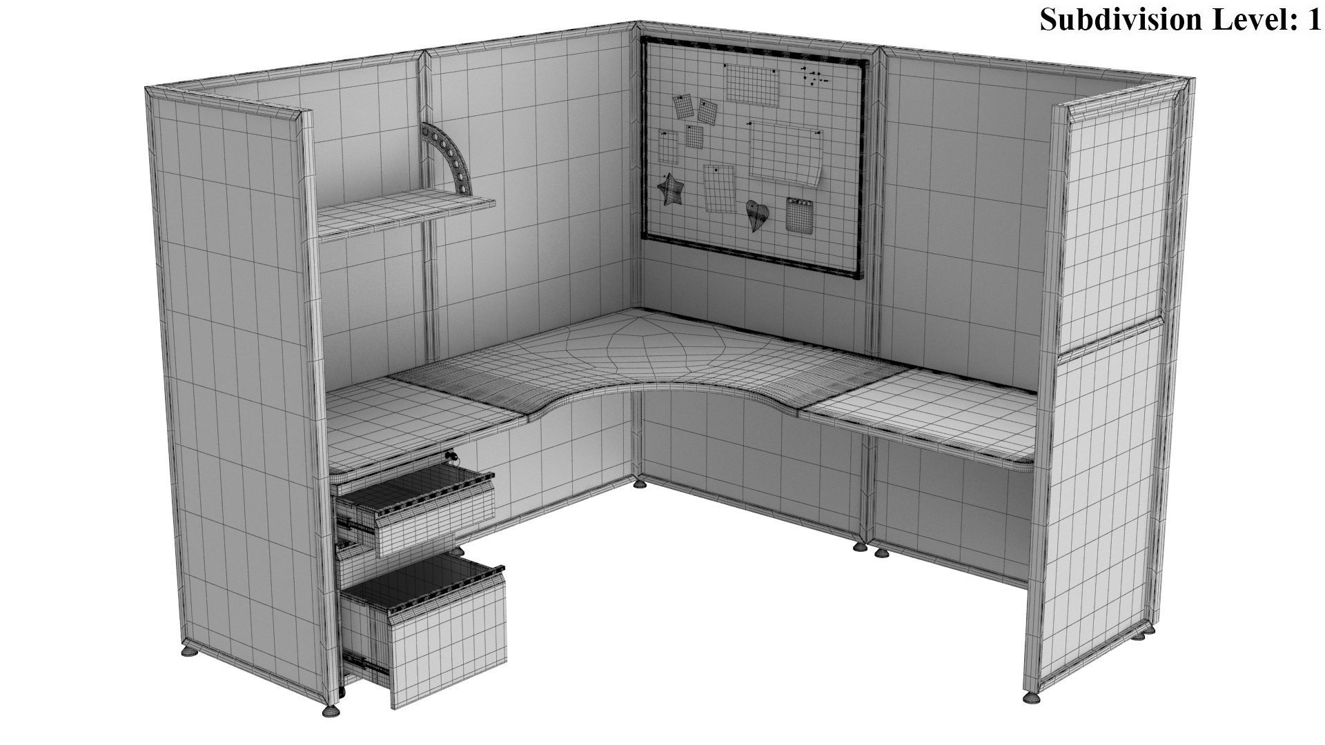 Detailed Cubicle Model - TurboSquid 2009118